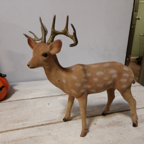 Accents | Antique Flocked Deer Figurine Whitetail Reindeer Axis ...